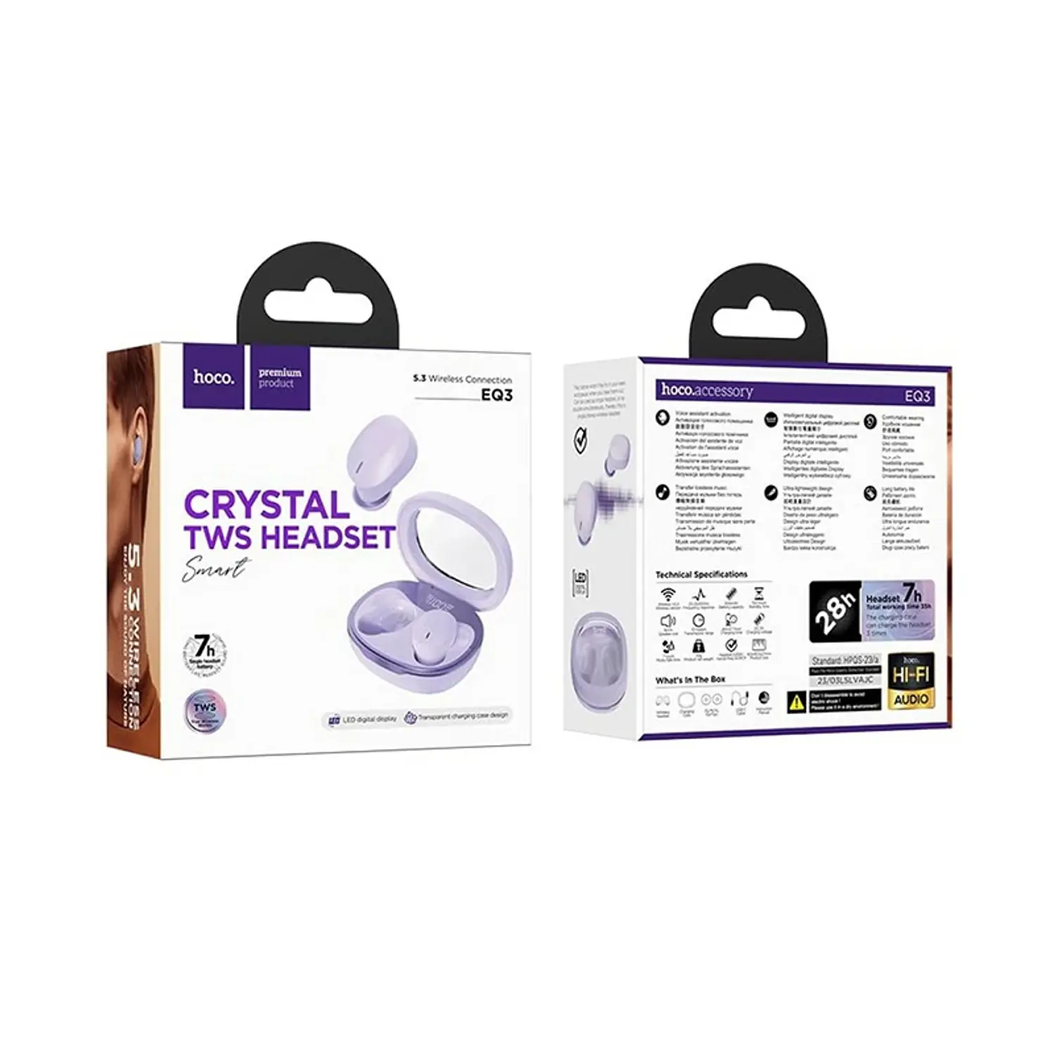 Audífonos TWS HOCO EQ3 Crystal Morado - Todo para Teléfonos y Computadores en Coyhaique - SerexChile